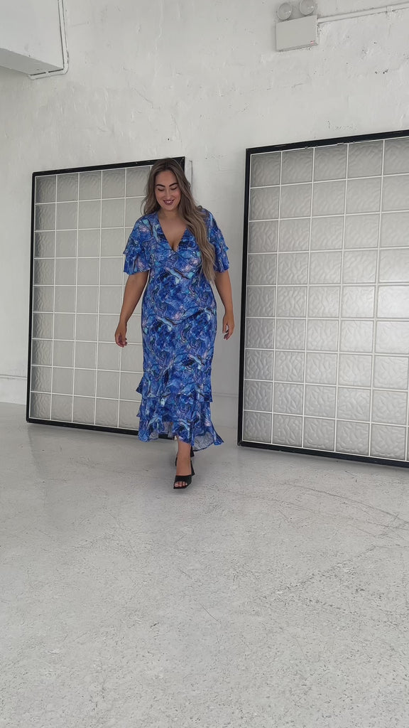 Marcy Ruffle Maxi Dress in Abalone Shell | Dani Marie Australia ABN 97 ...